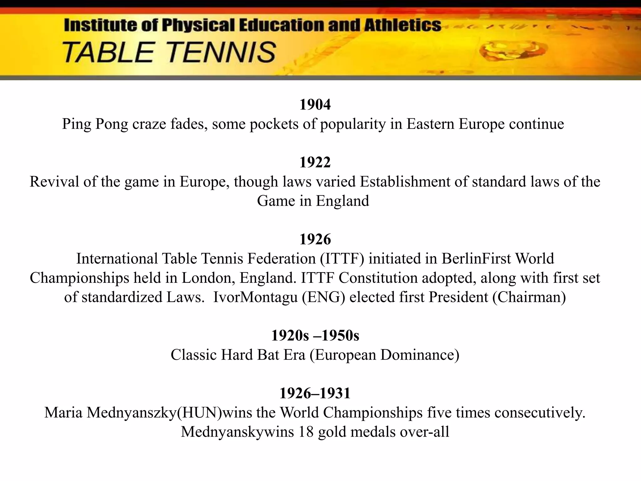 Lesson 1 History of Table Tennis | PPSX