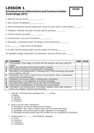 Lesson 1 INTRODUCTION TO ICT | DOCX