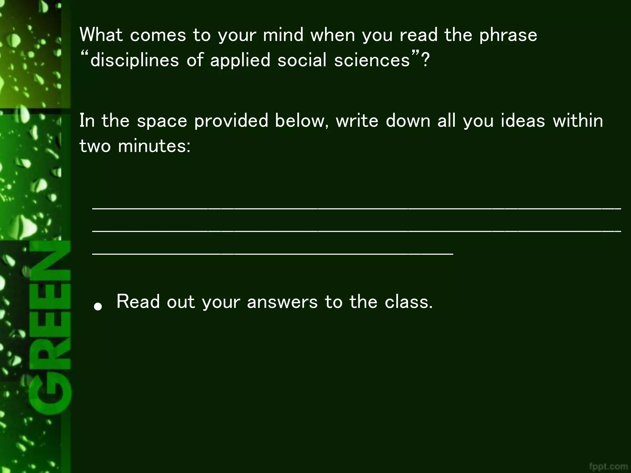 Lesson 1 in Discipine and Ideas in Applied Social Sciences(lessons and ...