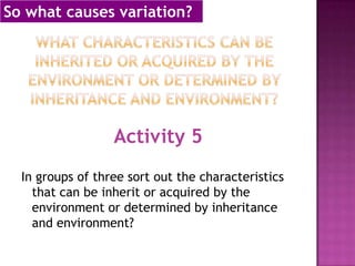 Lesson 1 Inheritance And Selection Year 9 Sb | PPTX