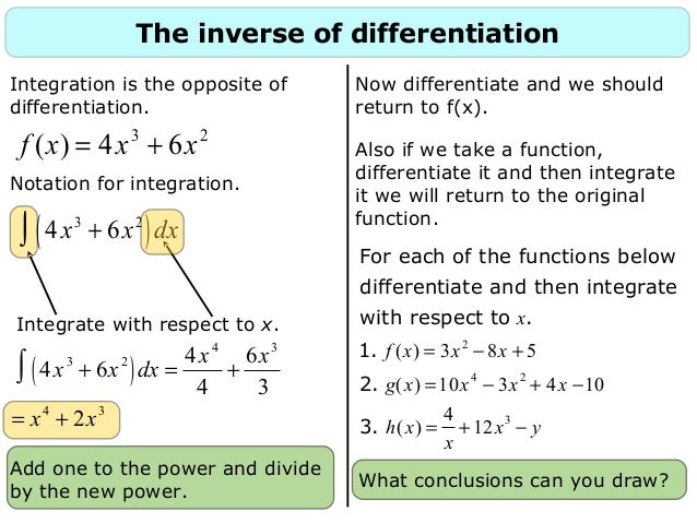 Lesson 1 integration as the inverse of differentiation