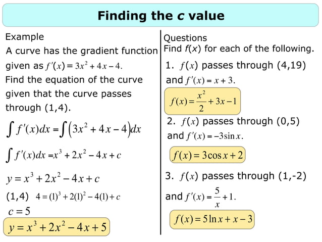 Lesson 1 integration as the inverse of differentiation | PPT