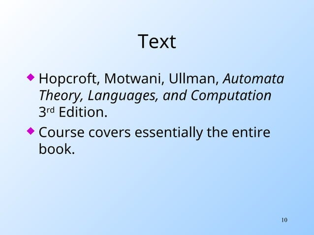 Lesson 1 Intro To Automata Theory Applicationppt Programming Languages Computing