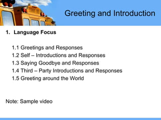 Lesson 1 introduction and greeting | PPTX