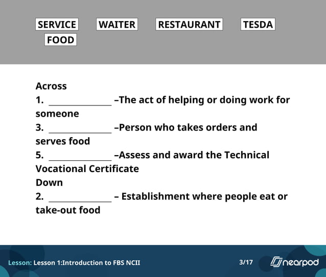 Introduction to Food and Beverage Services NCII | PDF | Food Movements ...