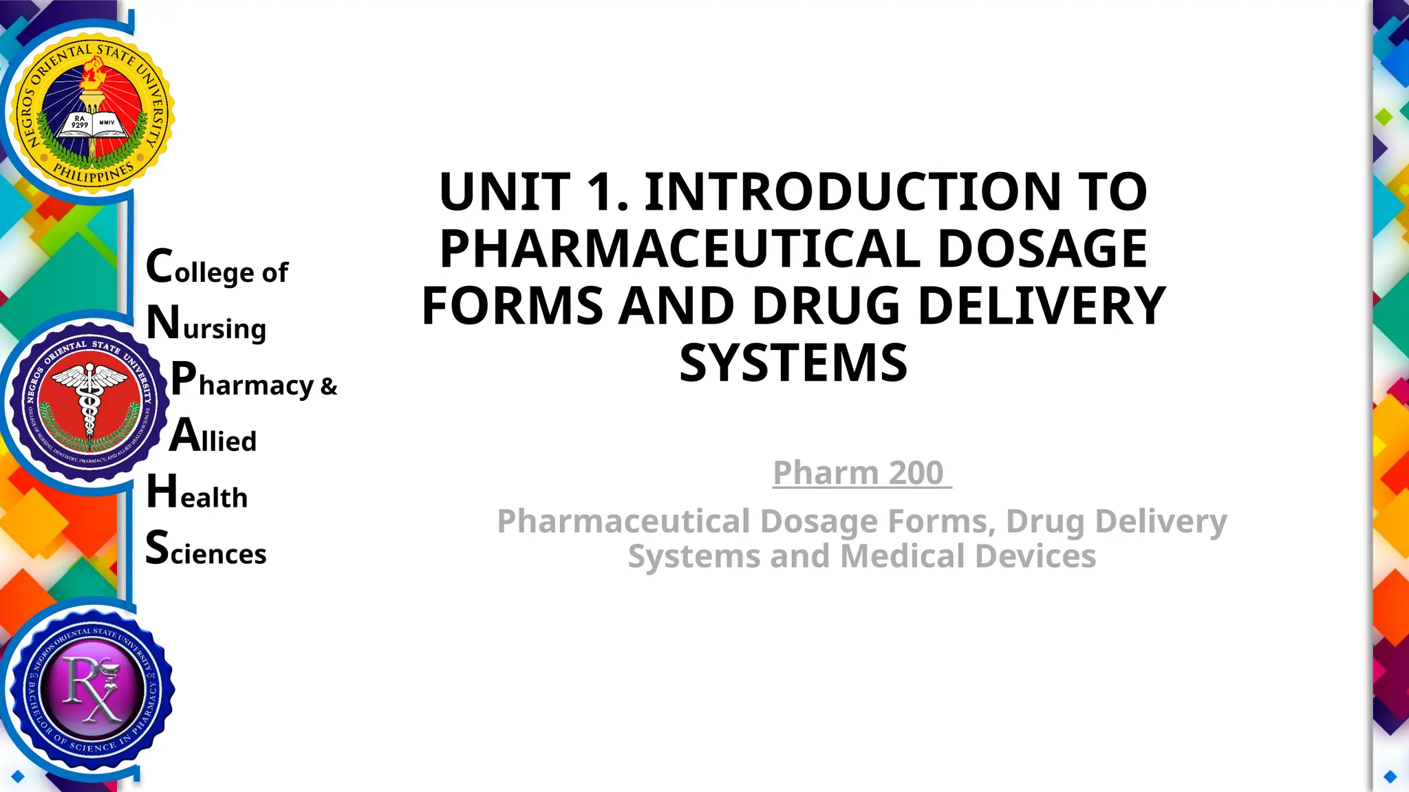 Lesson 1_ Introduction to Pharmaceutical Dosage Forms and Drug Delivery ...