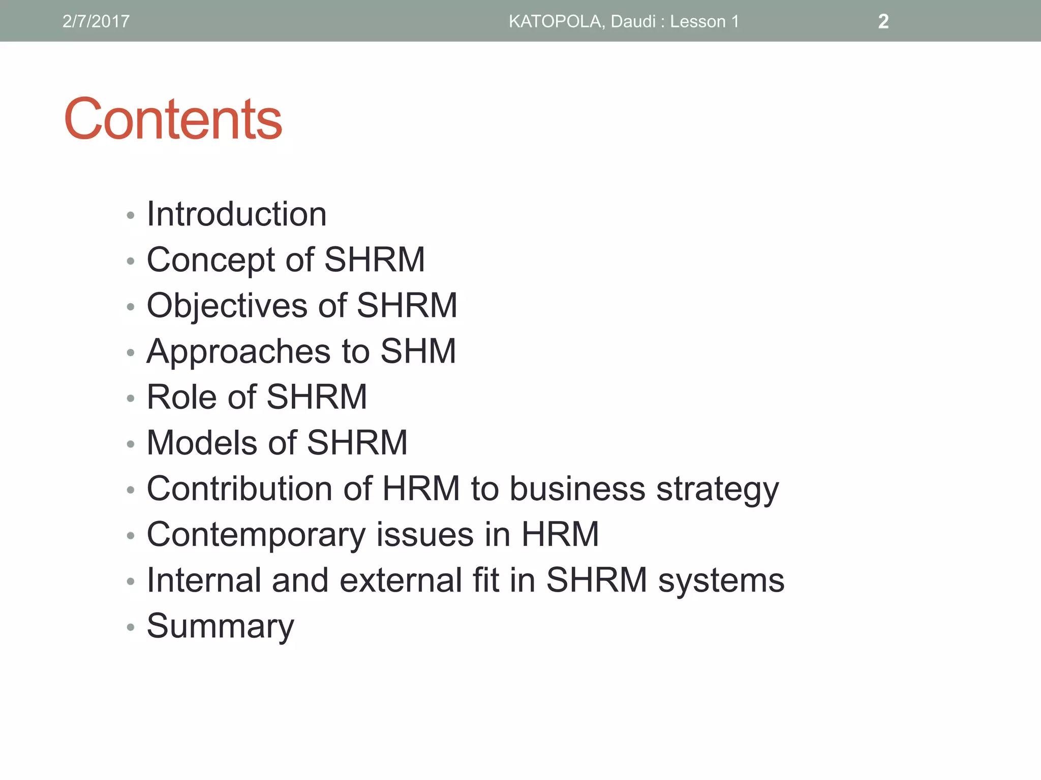 Lesson 1 introduction to shrm | PPTX