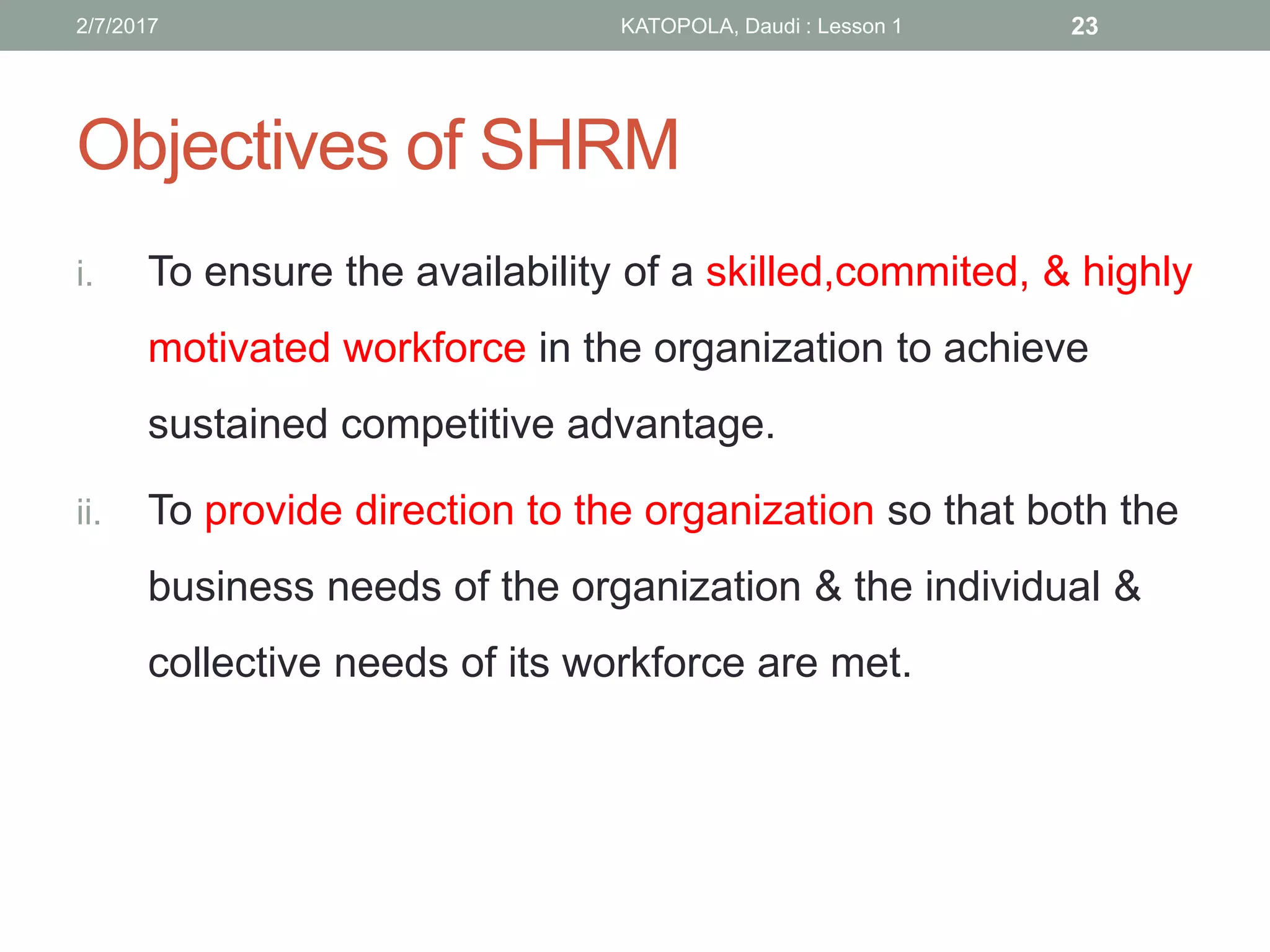Lesson 1 introduction to shrm | PPTX