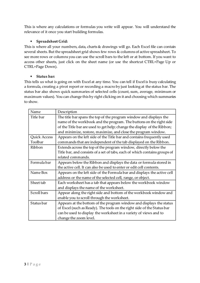 Lesson 1 introduction to spreadsheet | DOCX
