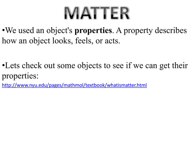 (Lesson 1) intro to matter | PPTX