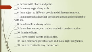 Lesson 1 Knowing Oneself Can MAke a Person accept His/Her Strenghts and ...