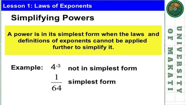 Lesson 1 Laws of Exponents 2 basic calculus | PDF