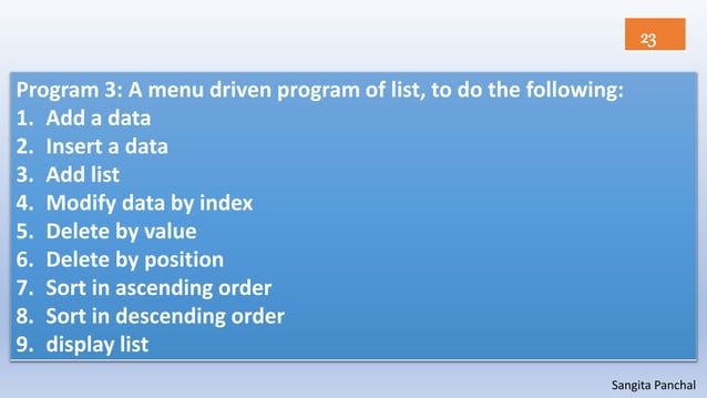 List and Dictionary in python | PPTX