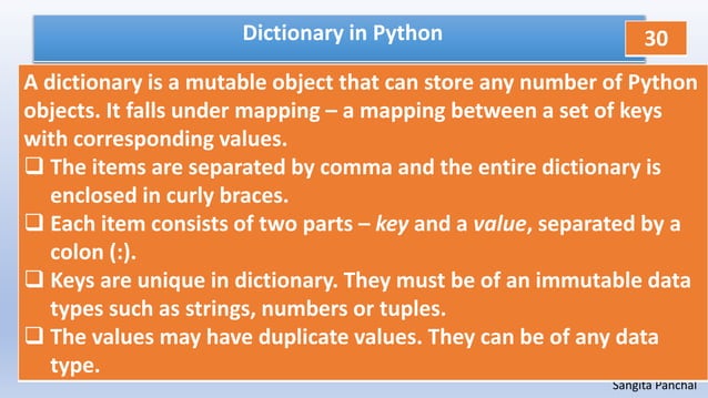 List and Dictionary in python | PPTX