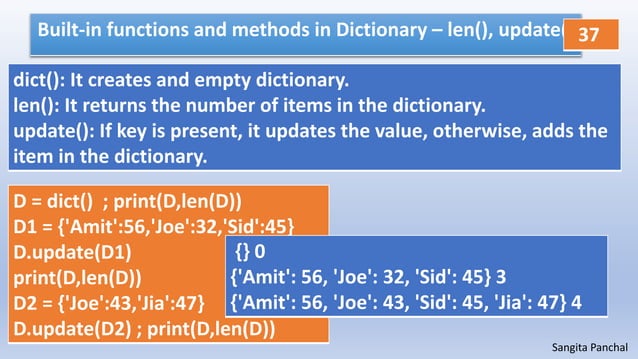 List and Dictionary in python | PPTX