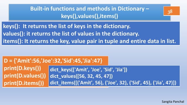 List and Dictionary in python | PPTX