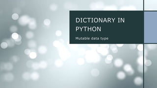 List and Dictionary in python | PPT