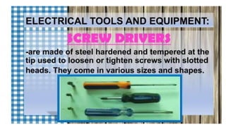 LESSON 1 LO1 EIM IDENTIFY ELECTRICAL SUPPLIES MATERIALS AND TOOLS.pptx