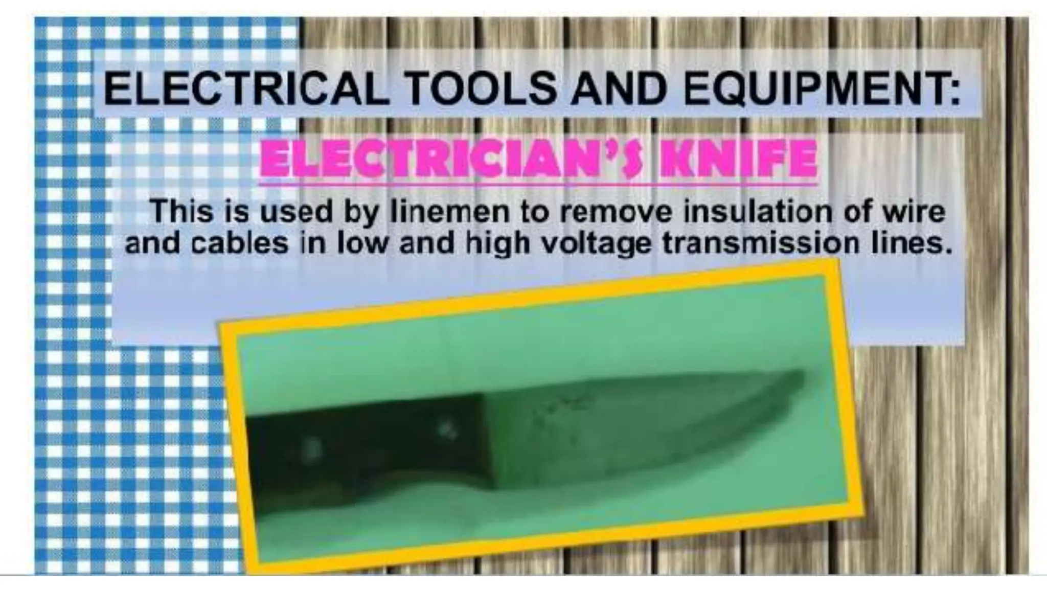 LESSON 1 LO1 EIM IDENTIFY ELECTRICAL SUPPLIES MATERIALS AND TOOLS.pptx ...