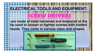LESSON 1 LO1 EIM IDENTIFY ELECTRICAL SUPPLIES MATERIALS AND TOOLS.pptx