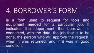 LESSON 1 LO2 EIM REQUEST APPROPRAITE SUPPLIES MATERIALS AND TOOLS FOR SPECIFIC JOB.pptx ...