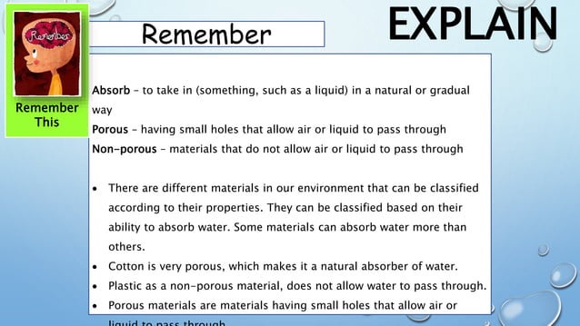LESSON 1; Materials that Absorb Water.pptx | Bath and Shower | Personal Care