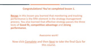 Lesson 1 monitoring new external developments, evaluating progress and making corrective ...