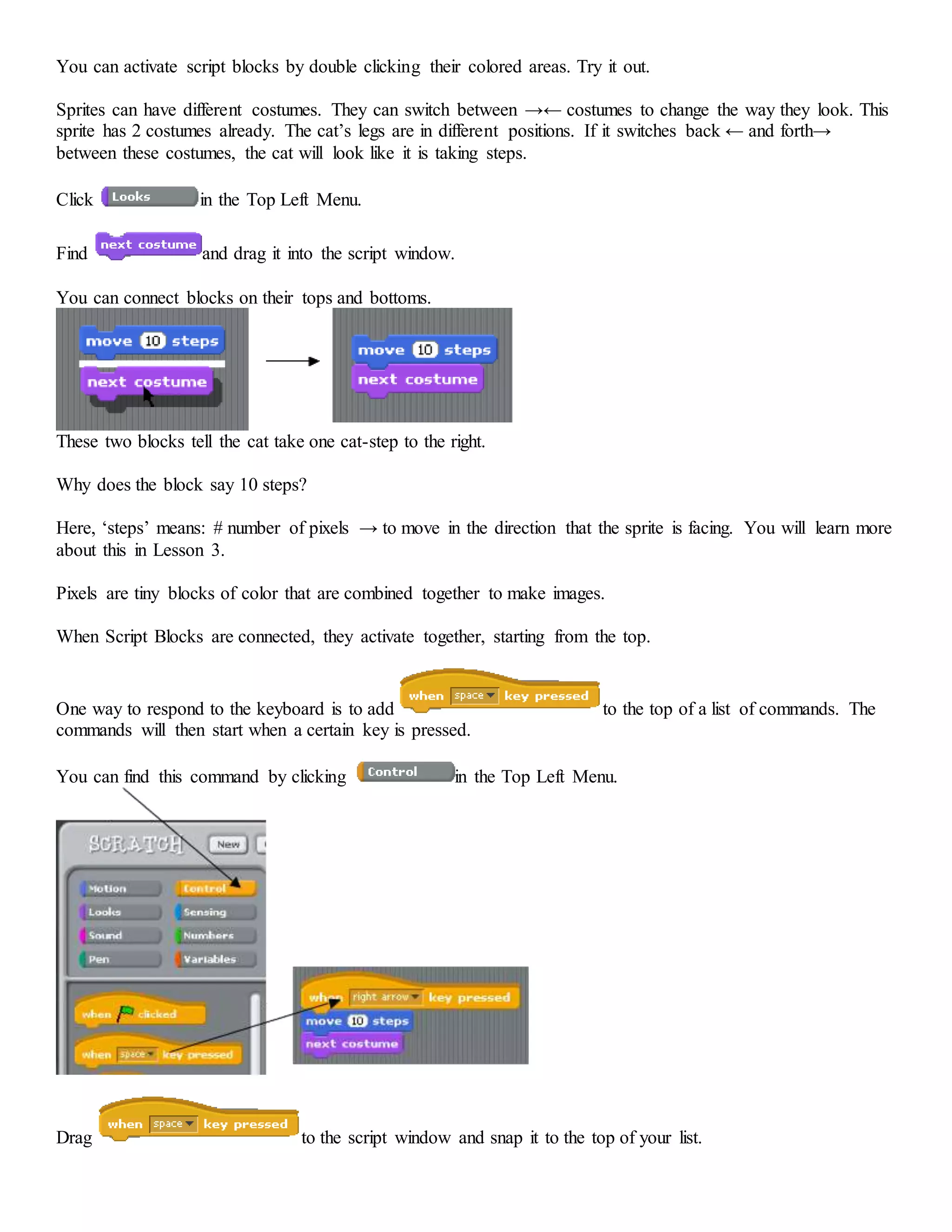 Scratch Lesson 1 move with arrow keys | PDF