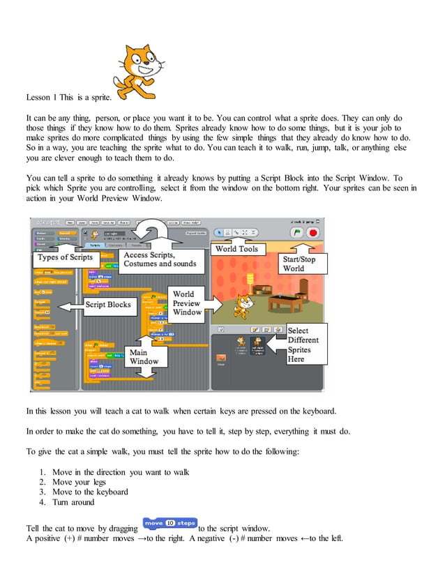Scratch Lesson 1 move with arrow keys | PDF