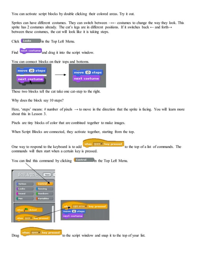 Scratch Lesson 1 move with arrow keys | PDF