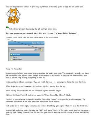 Scratch Lesson 1 Move With Arrow Keys | Pdf
