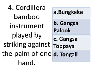 MUSIC EDUCATION 7 2ND QUARTER Lesson 1 music of cordillera | PPTX