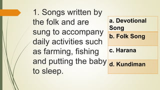 MUSIC 7 1ST QUARTER LESSON 1- music of luzon lowlands folk music | PPTX