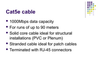 Network cabling refers to the physical infrastructure, including ...