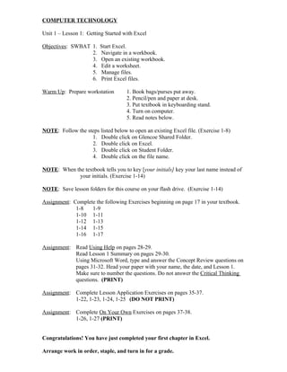 Lesson 1 objectives | DOC
