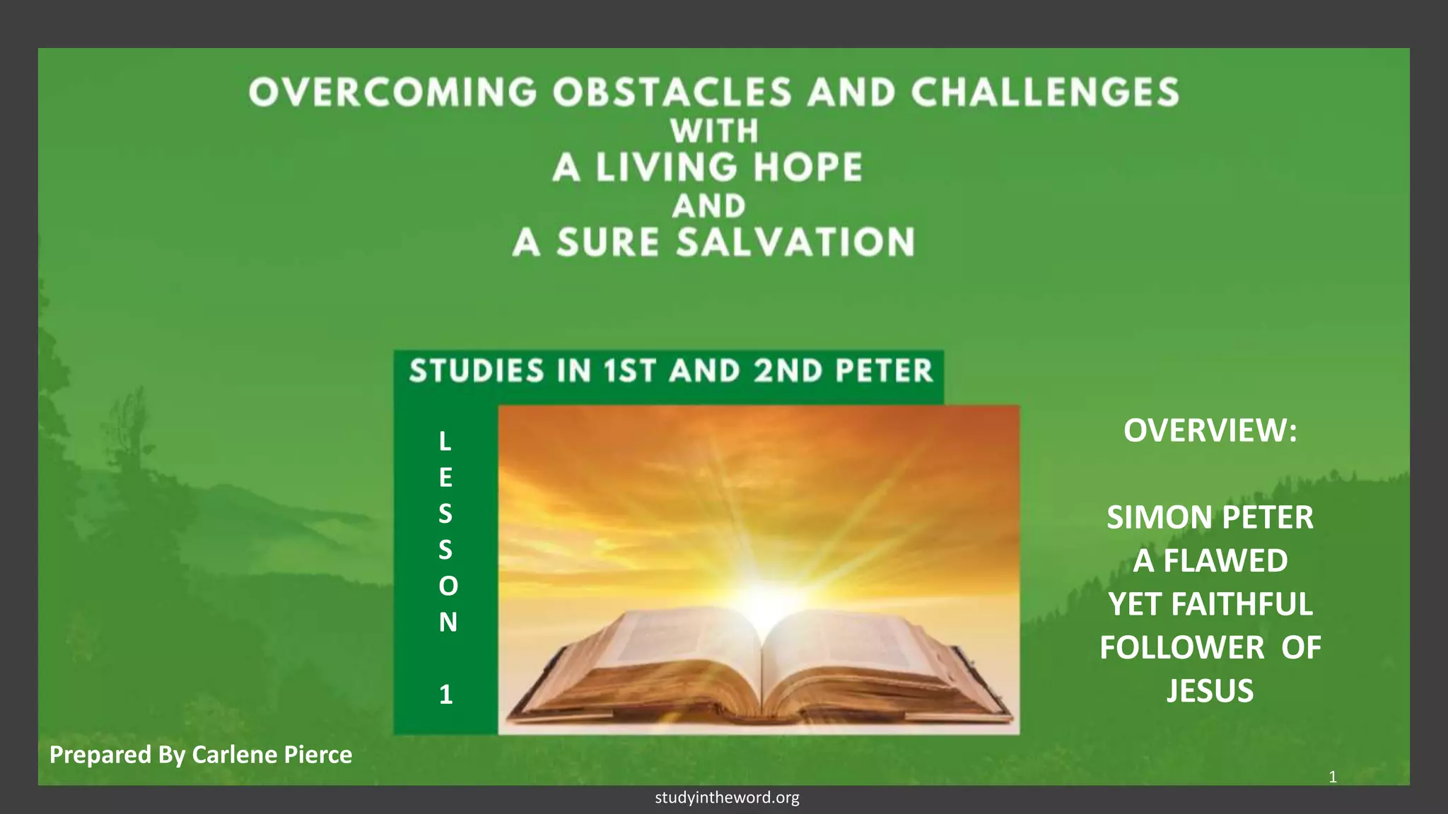 LESSON 1 OVERCOMING OBSTACLES PETER A FLAWED YET FAITHFUL FOLLOWER OF ...