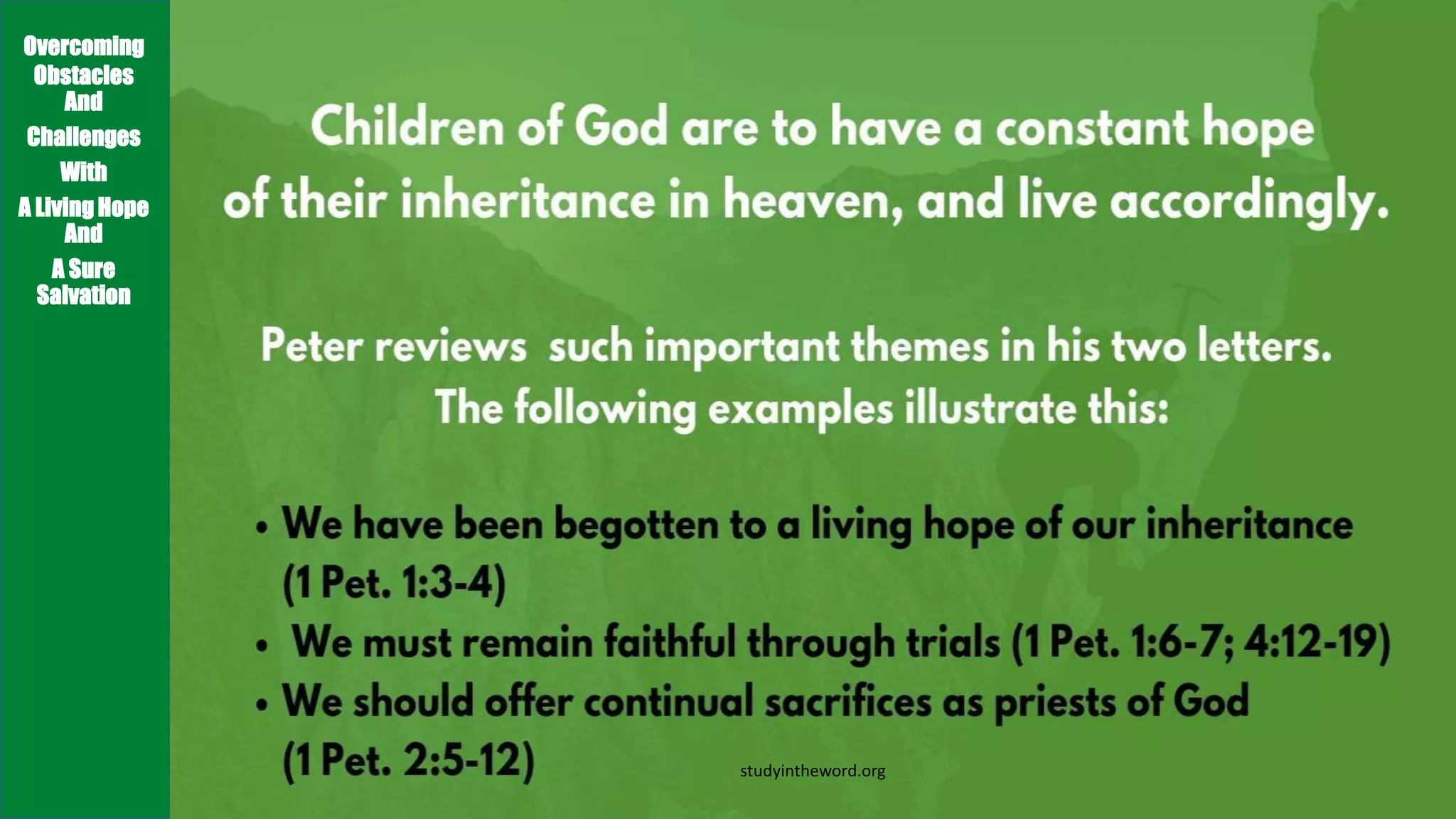 LESSON 1 OVERCOMING OBSTACLES PETER A FLAWED YET FAITHFUL FOLLOWER OF ...