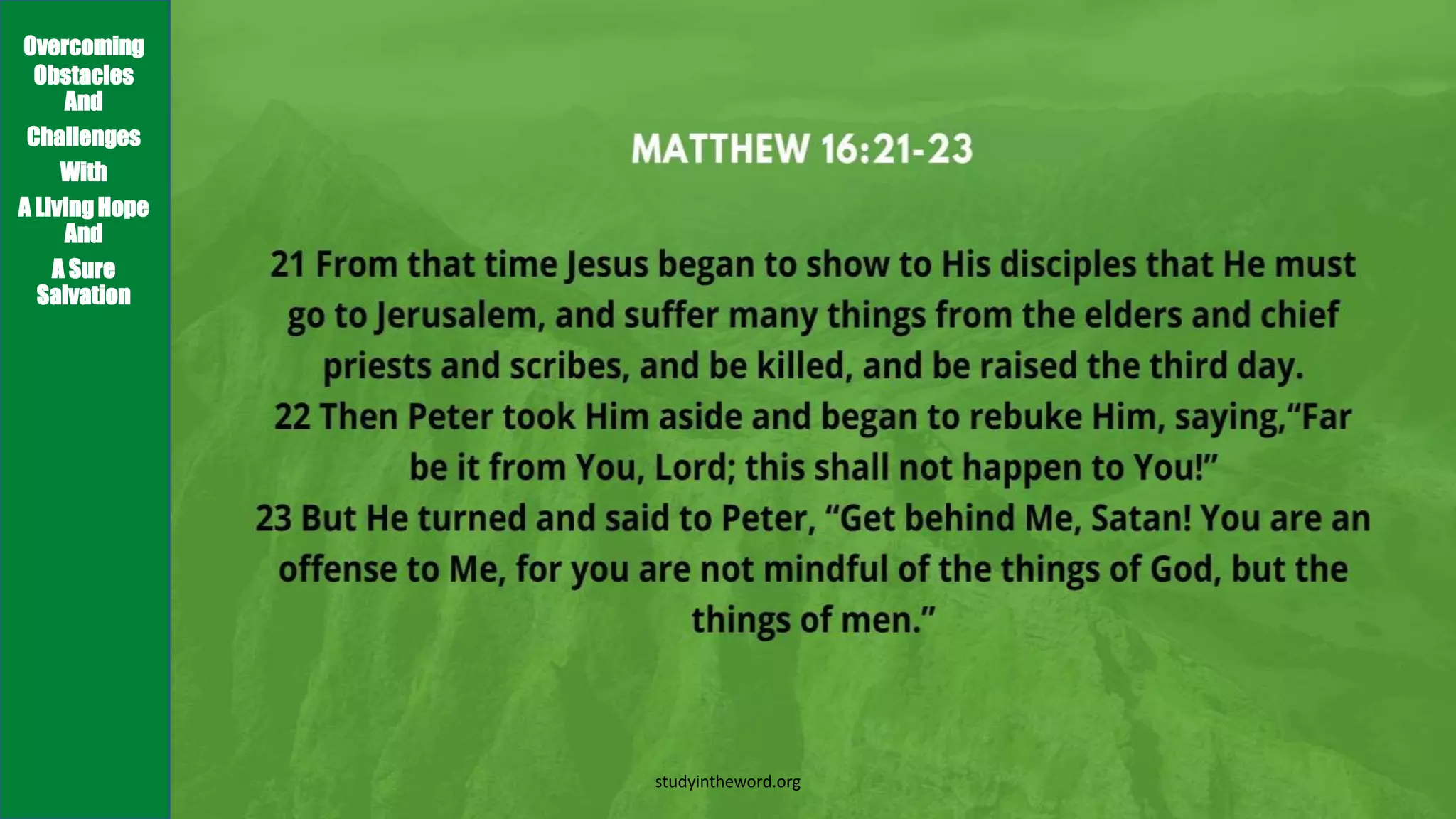 LESSON 1 OVERCOMING OBSTACLES PETER A FLAWED YET FAITHFUL FOLLOWER OF ...