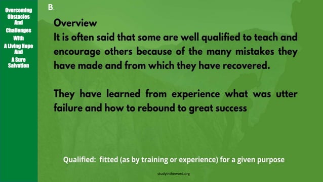 LESSON 1 OVERCOMING OBSTACLES PETER A FLAWED YET FAITHFUL FOLLOWER OF ...