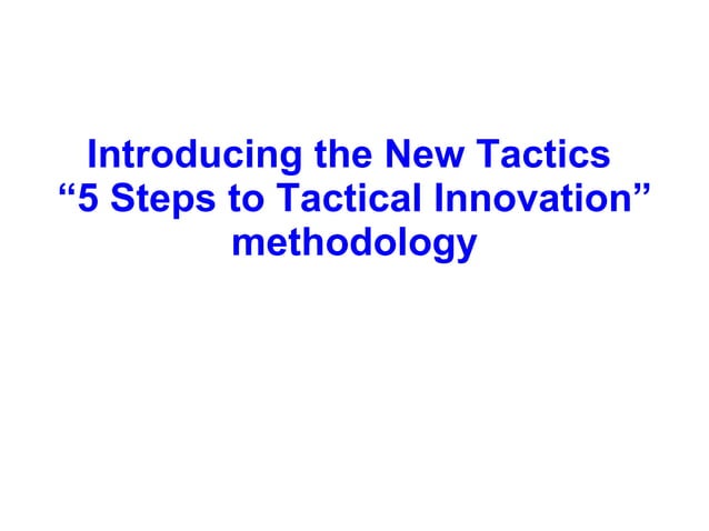 Five Steps to Tactical Innovation - Lesson 1 | PPT