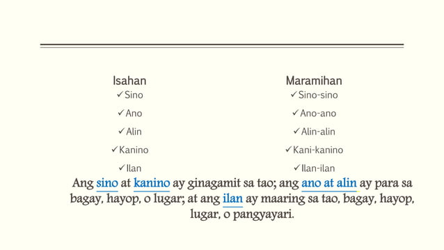 Lesson 1 panghalip pananong sub topic | PPTX