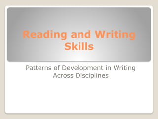 Lesson 1 Eight Patterns of Development in Reading and Writing | PPTX