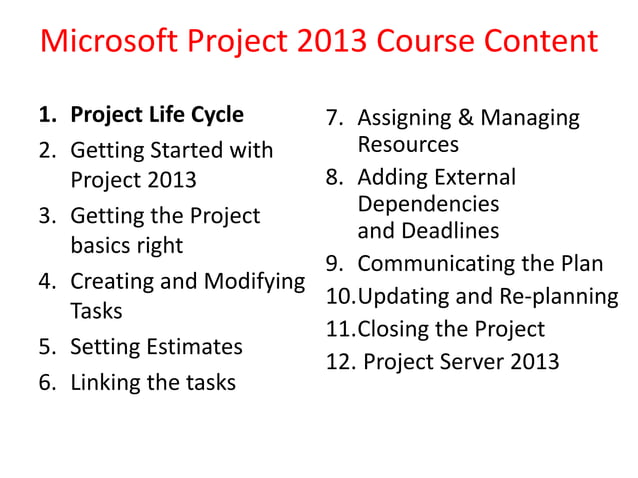 Lesson 1 PMT Project Life Cycle (Microsoft Project Management) | PPT