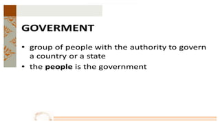 meaning of politics, government and governance | PPTX