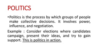 meaning of politics, government and governance | PPTX