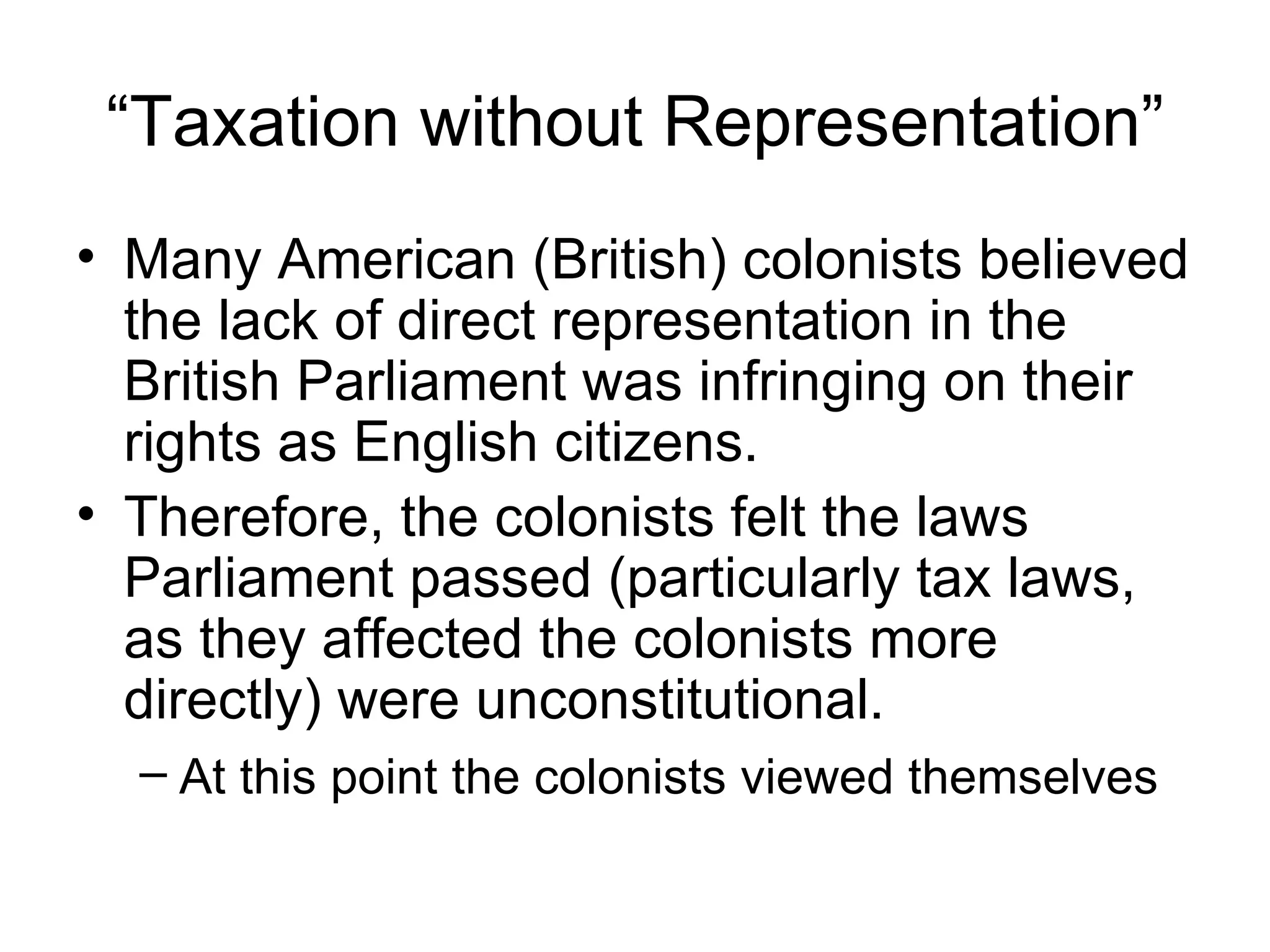 Lesson 1 Taxation without Representation | PPT