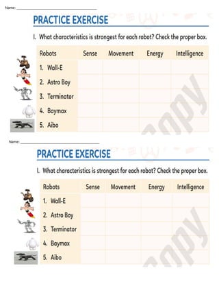 lesson 1 quiz.docx Practice worksheet in Robotics | PDF