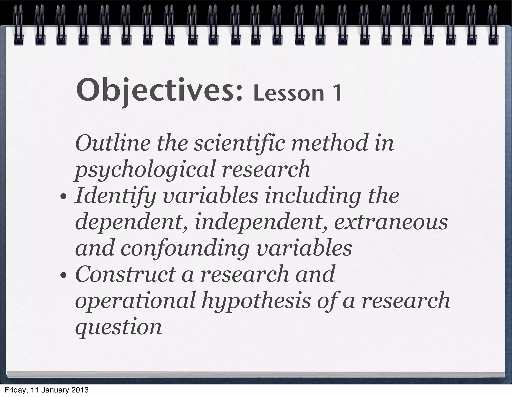 Lesson 1 research methods (variables & hypothesis) | PDF