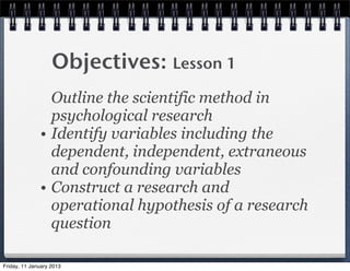 Lesson 1 research methods (variables & hypothesis) | PDF