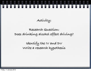 Lesson 1 research methods (variables & hypothesis) | PDF